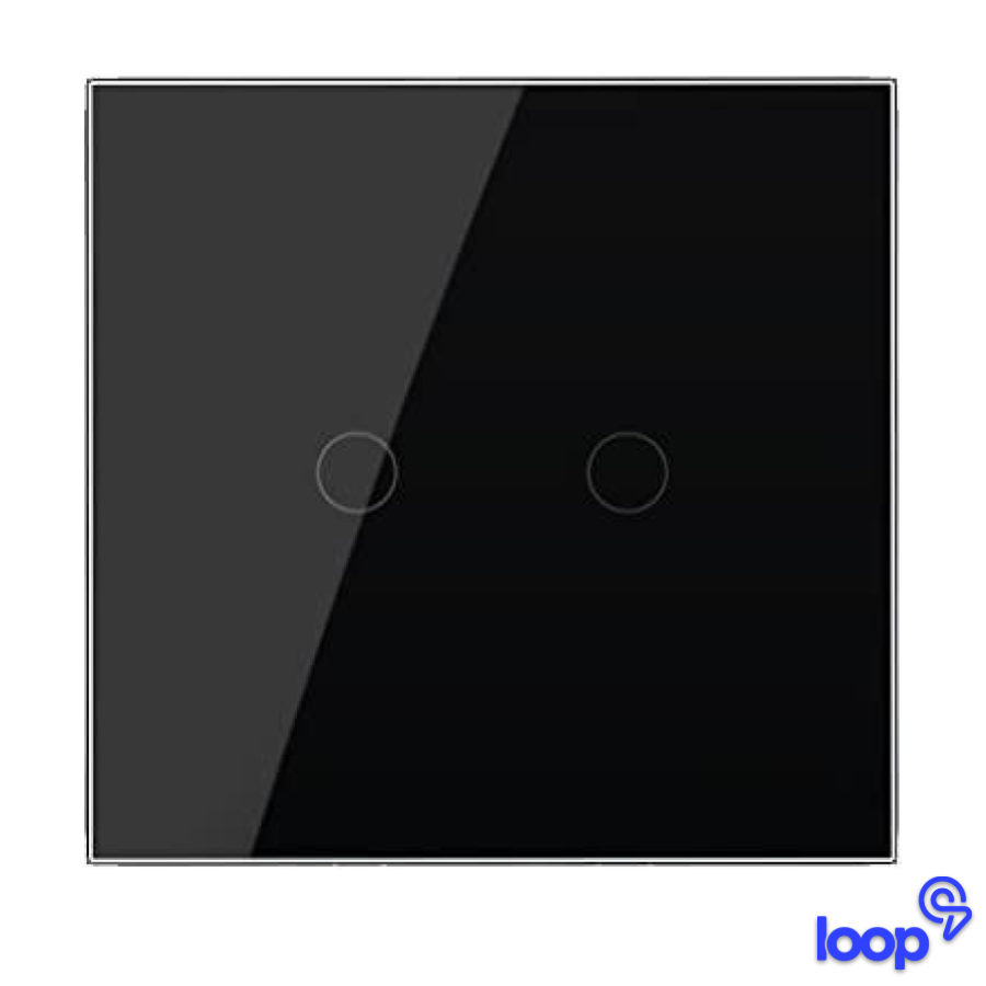 Loop Smart Switch 2 Gang Black Glass