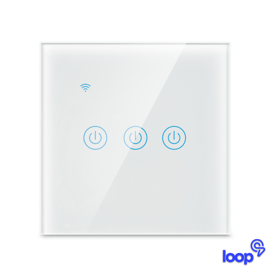 Loop Smart Switch 3 Gang White Glass
