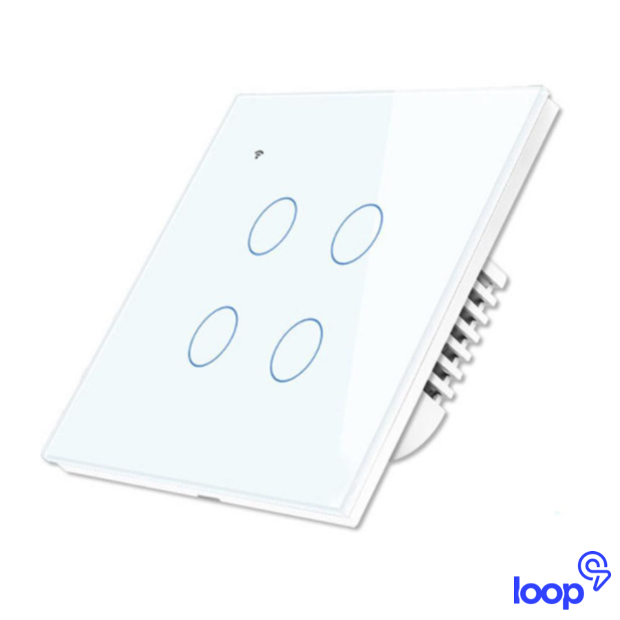 Loop Smart Switch 4 Gang White Glass